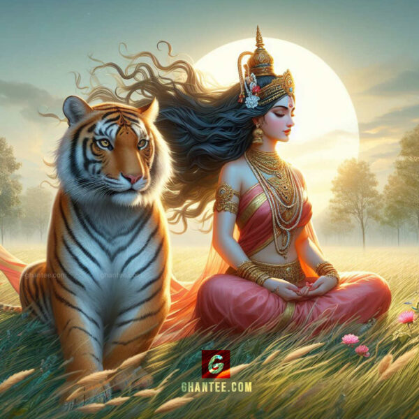 Hindu goddess relaxing morning image - House of Ghantee