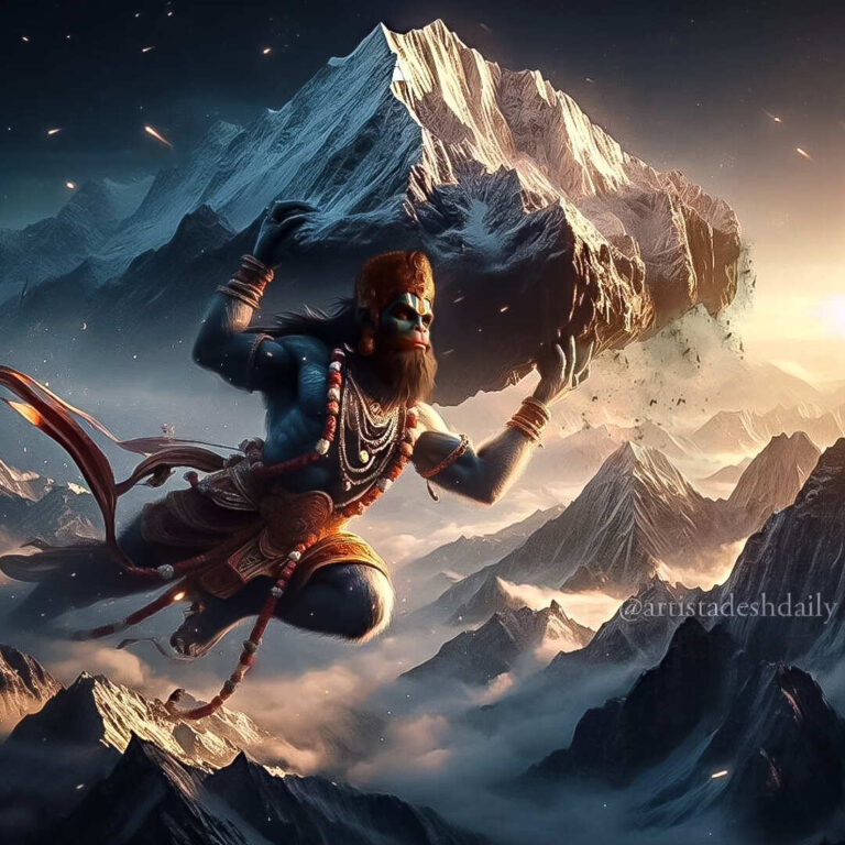 flying hanuman ji with mountain - House of Ghantee