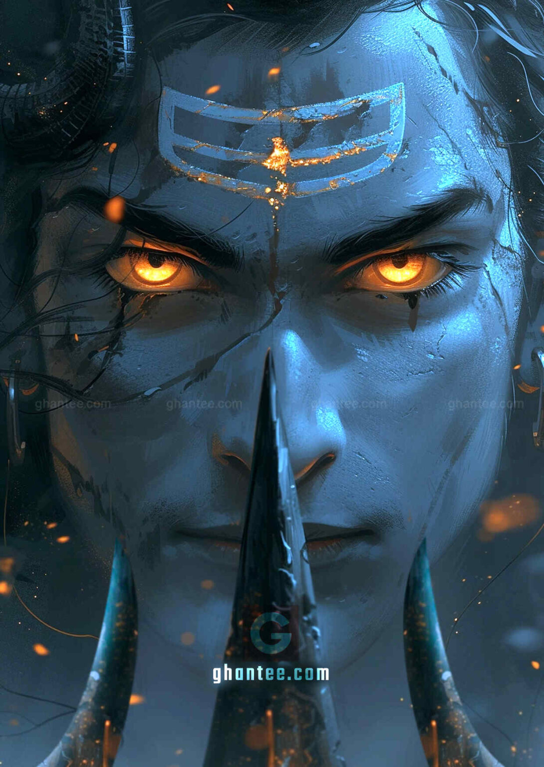 Lord Shiva face close up Ultra HD image - House of Ghantee