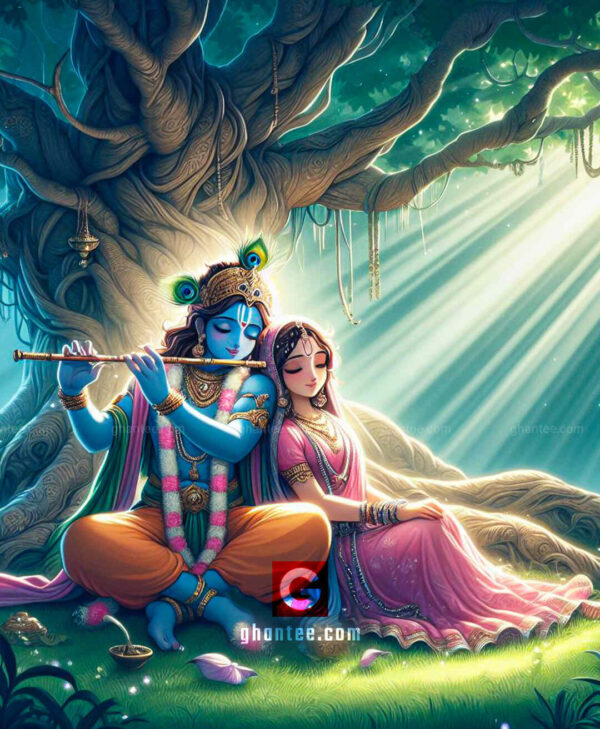 colorful radha krishna sketch - House of Ghantee