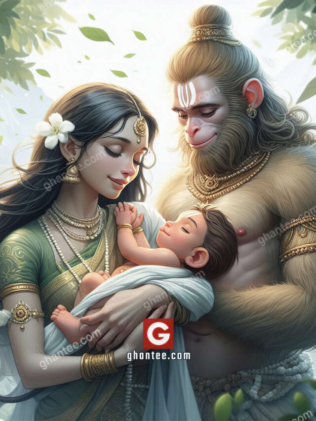 cute bal hanuman with mata anjana - House of Ghantee