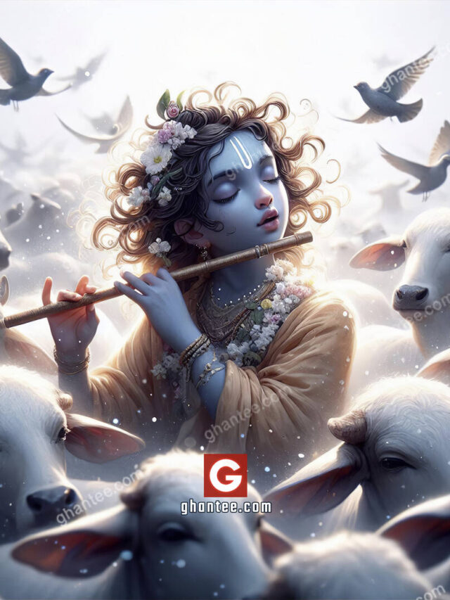 Mirabai Hugging Krishna Idol” Digital Wallpaper – Divine Devotion Art ...