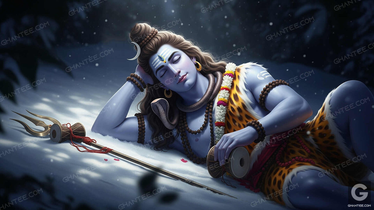 Resting Mahadev PC Wallpaper – Digital Download - House of Ghantee