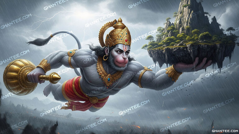 Hanuman Ji Flying with Sanjivani Booti Wallpaper | 4K Ultra HD Divine ...